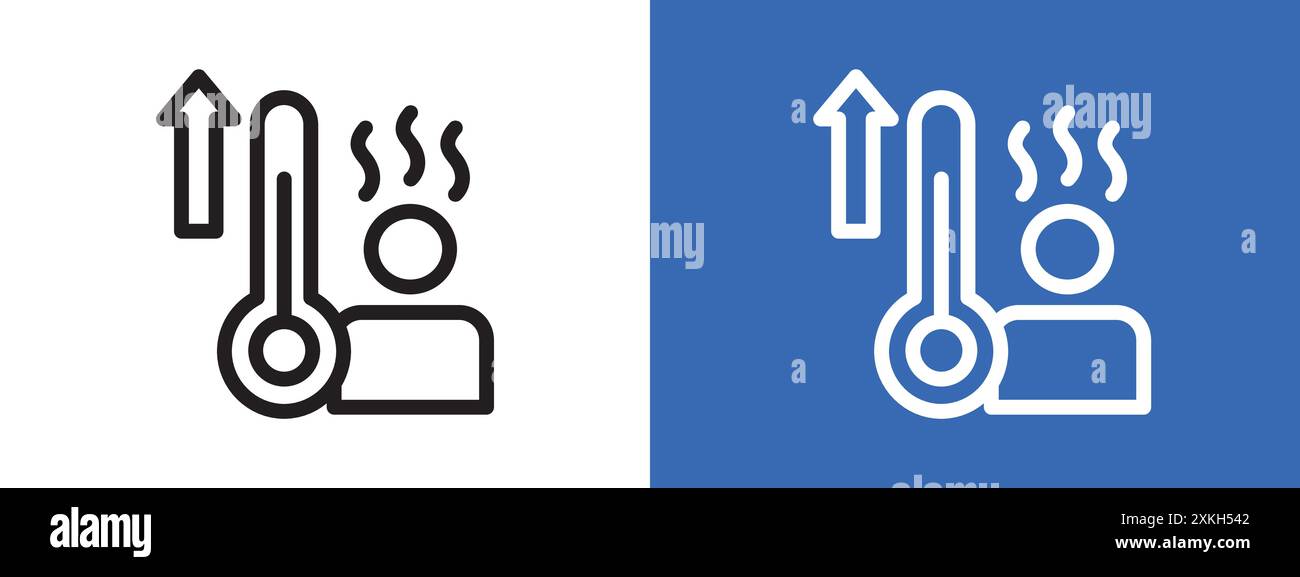 Fever, high temperature icon logo sign vector outline in black and ...