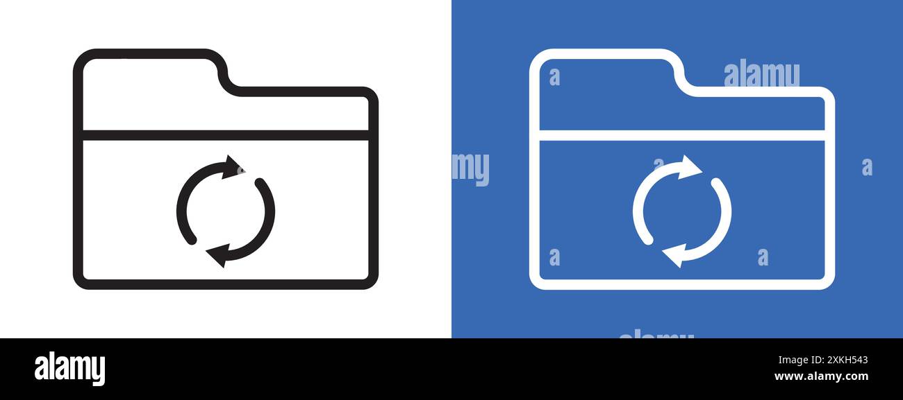 Folder sync icon logo sign vector outline in black and white color Stock Vector Image & Art - Alamy