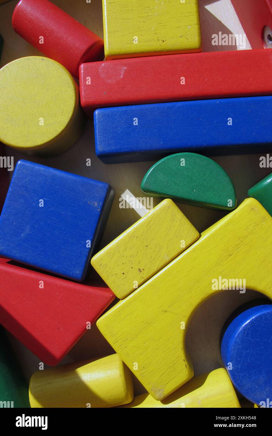 childs play wooden painted building blocks ellingham norfolk england ...