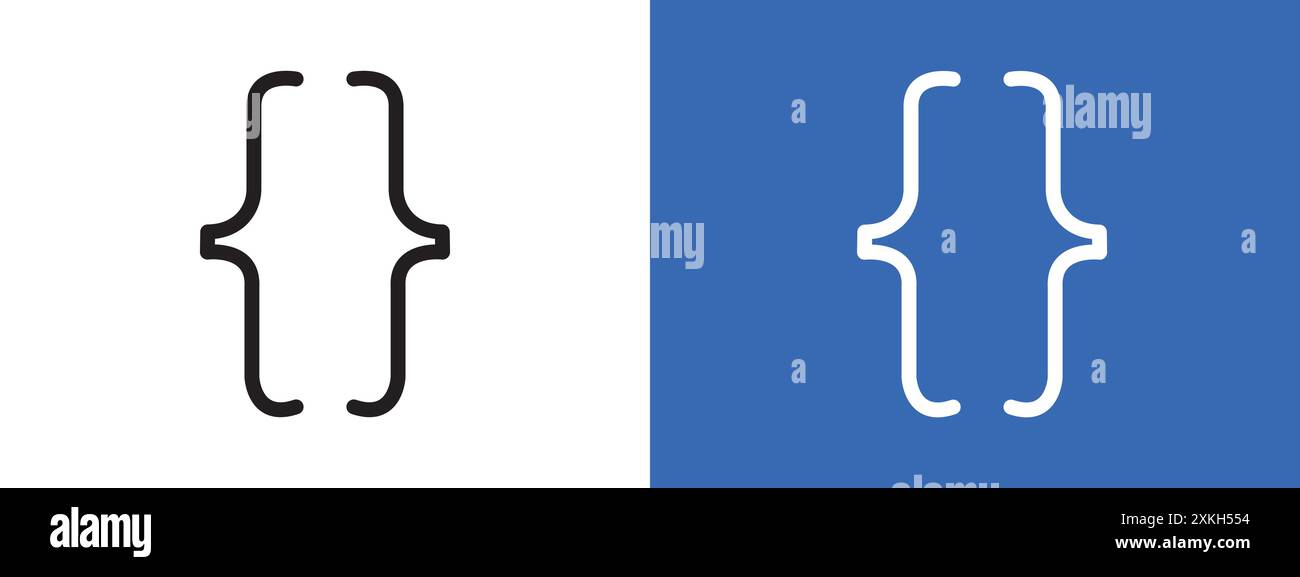 Font Brackets Icon Logo Sign Vector Outline In Black And White Color
