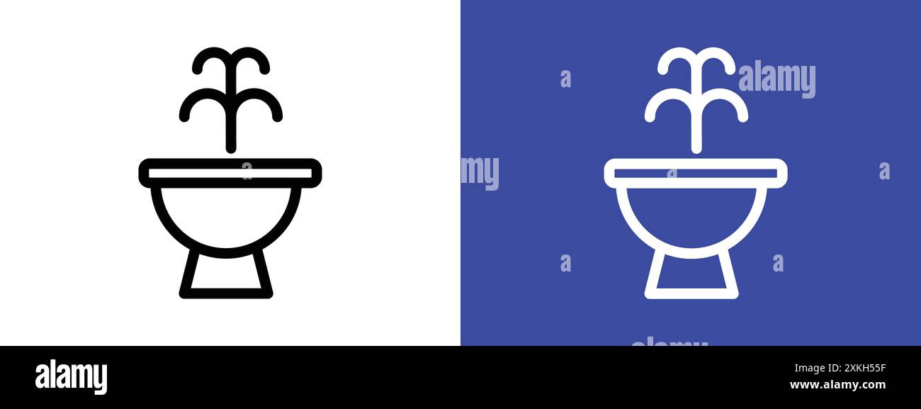 Fountain icon logo sign vector outline in black and white color Stock ...