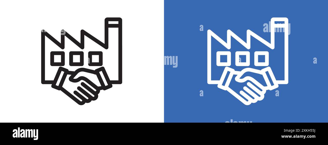 Factory deal icon logo sign vector outline in black and white color ...