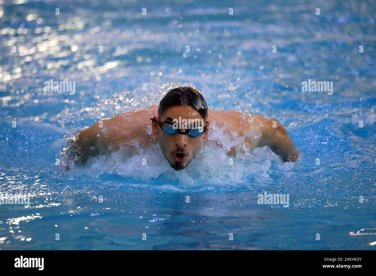 Baghdad, Iraq. 21st July, 2024. Iraqi swimmer Hasan Ali Khaleel Al ...
