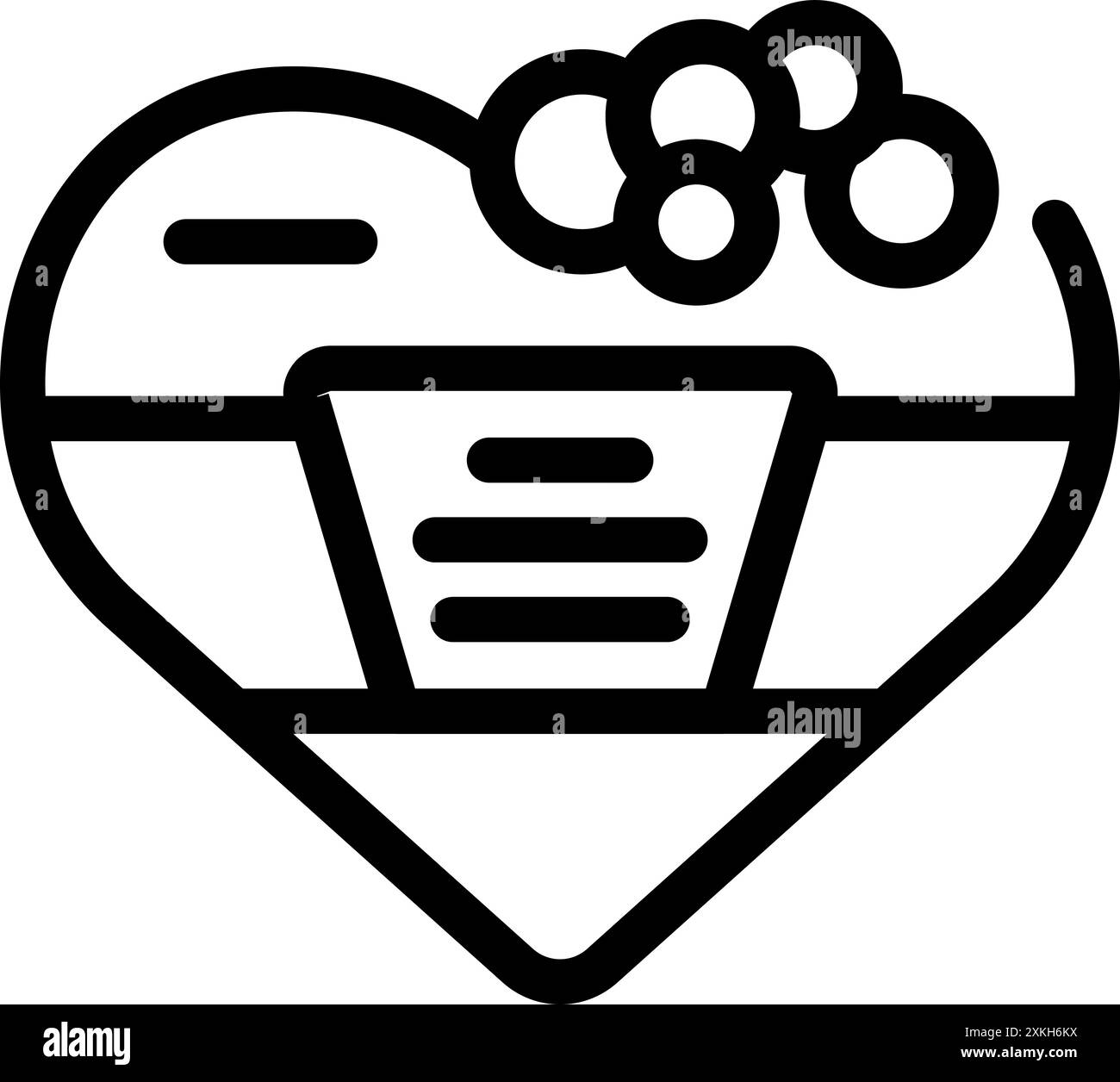 Black and white icon of a heart with bubbles and a chart symbolizing ...