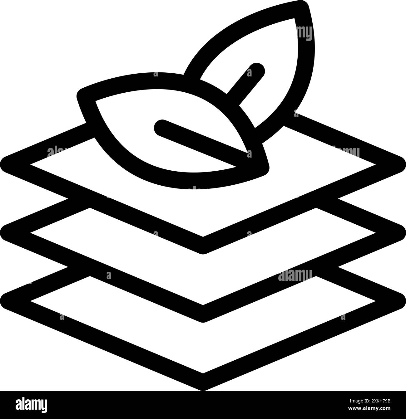 Line drawing of a material with leaves symbolizing its biodegradability ...