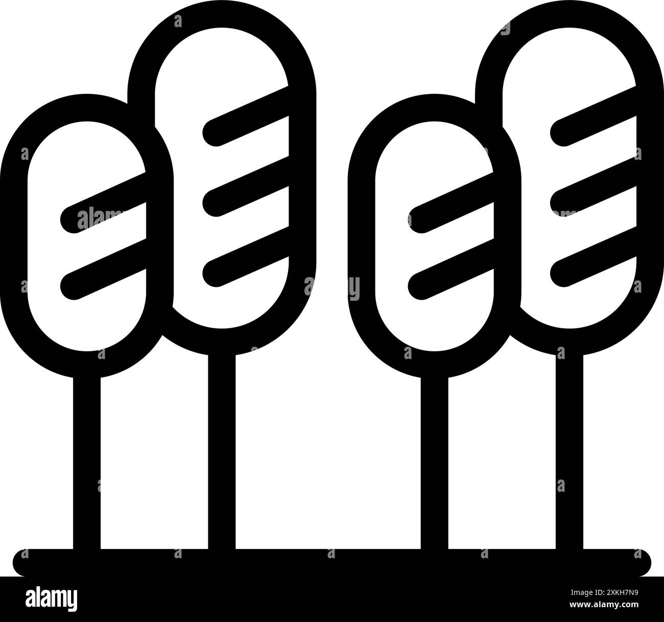 Simple line icon of five trees forming a small forest, representing ...