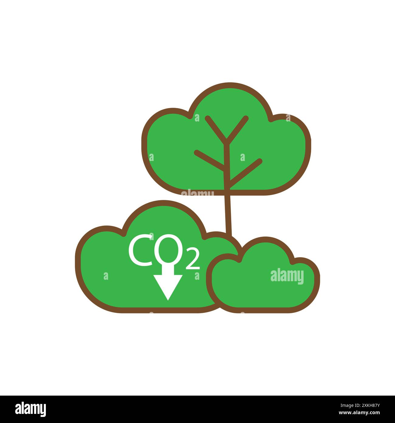 CO2 reduction icon. Green tree symbol. Vector environmental graphic ...