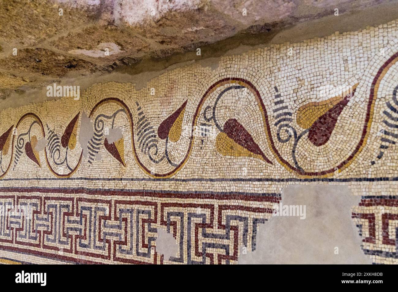 Byzantine era abstract mosaic of leaves, 542-70 CE, Church of St ...