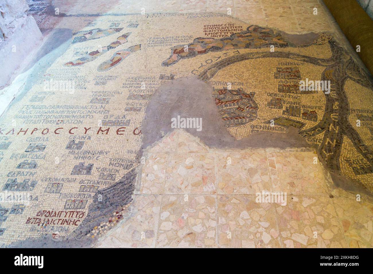 Madaba Map, Byzantine era mosaic map of the world, 542-70 CE, Church of ...