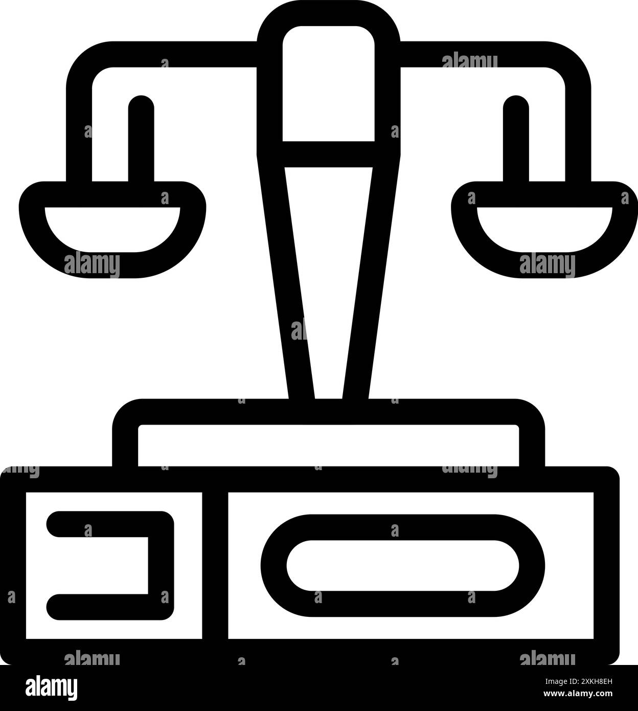 Balance scale is standing on a stand, representing the concept of ...