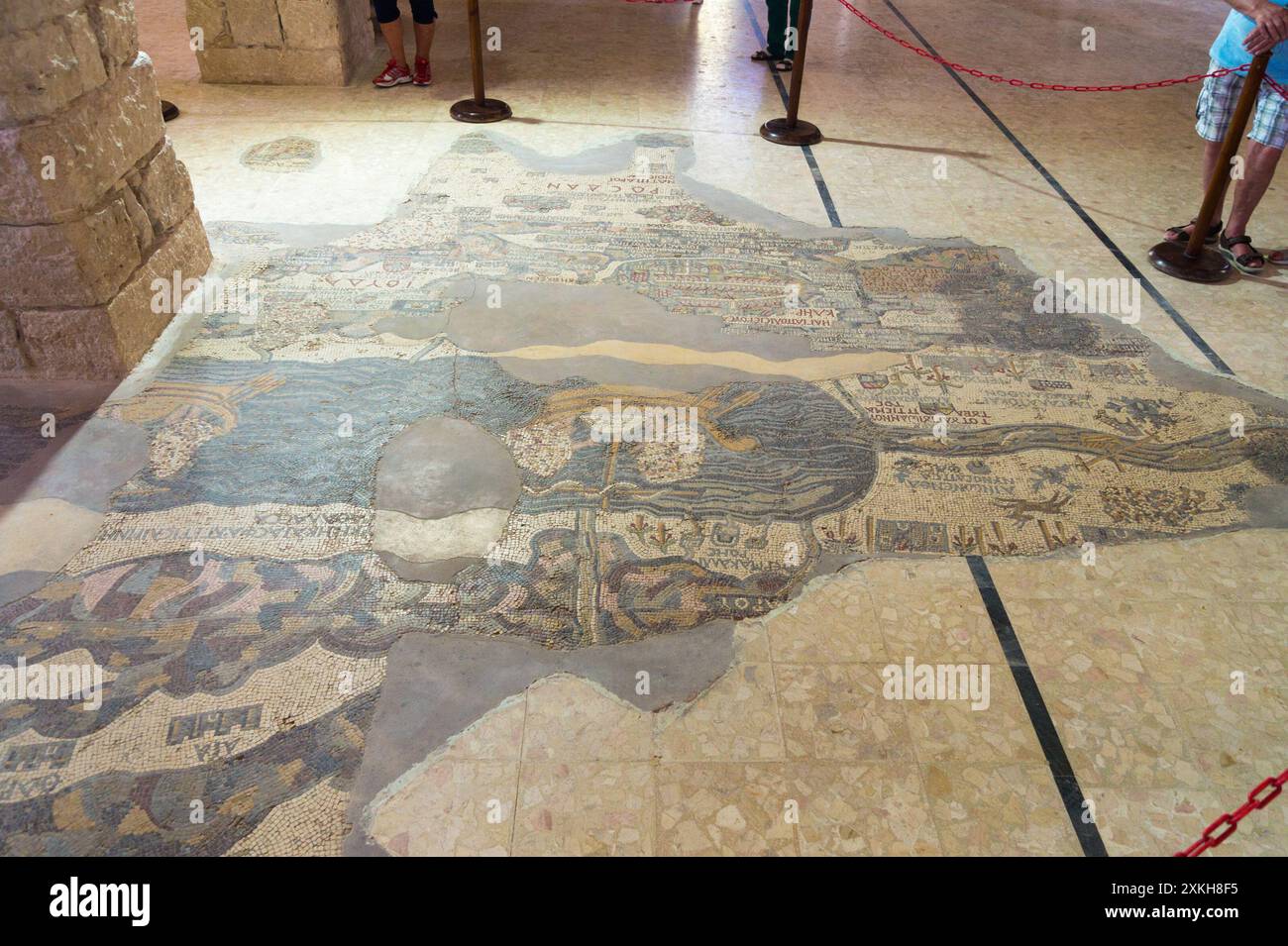 The Dead Sea represented on the Madaba Map, Byzantine era mosaic map of ...