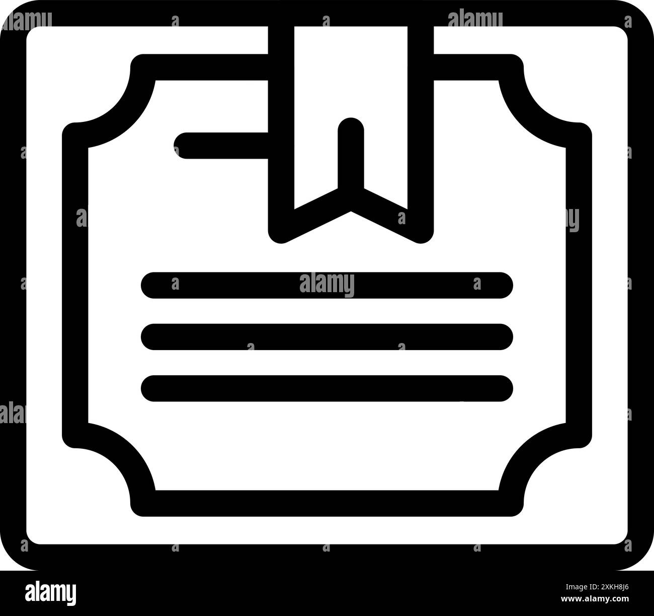 This simple icon represents a certificate with a ribbon bookmark ...