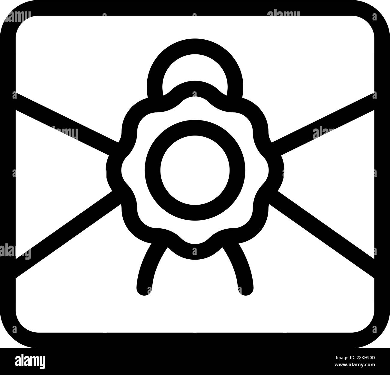 Simple icon of an envelope being sealed with a wax seal, representing ...