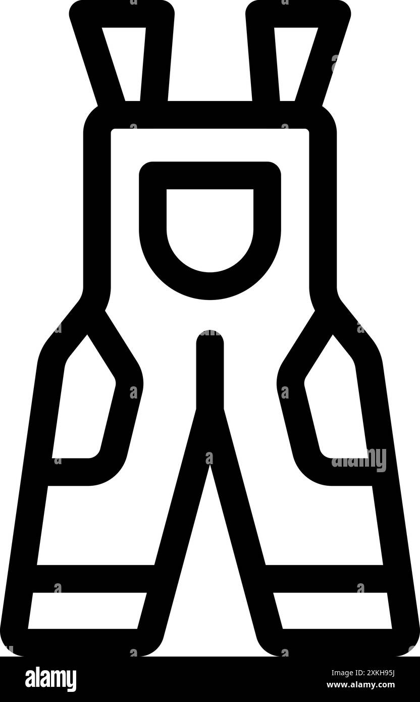 Black outline icon of work overalls, perfect for representing concepts ...