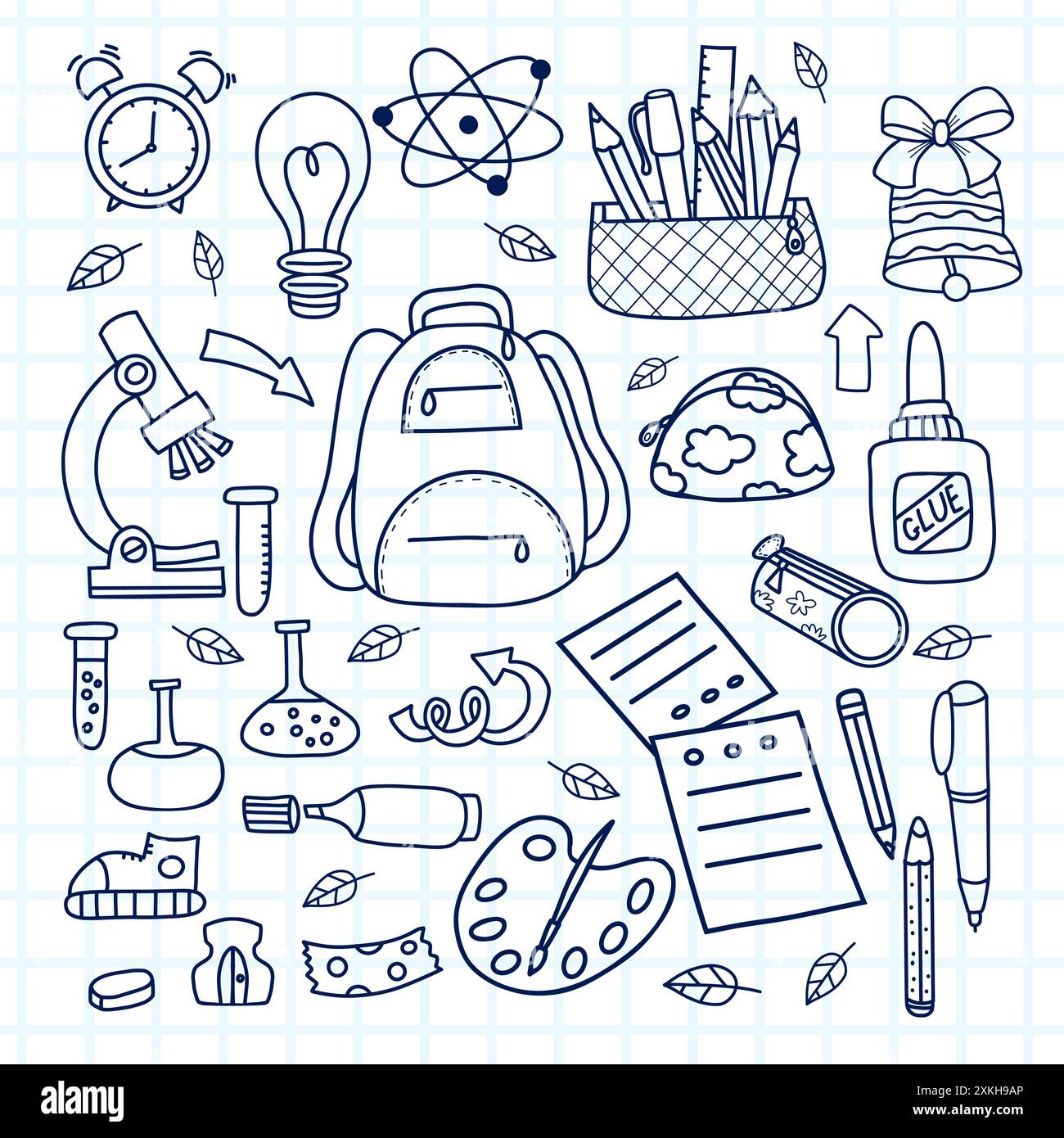 School object doodles vector art hi-res stock photography and images ...