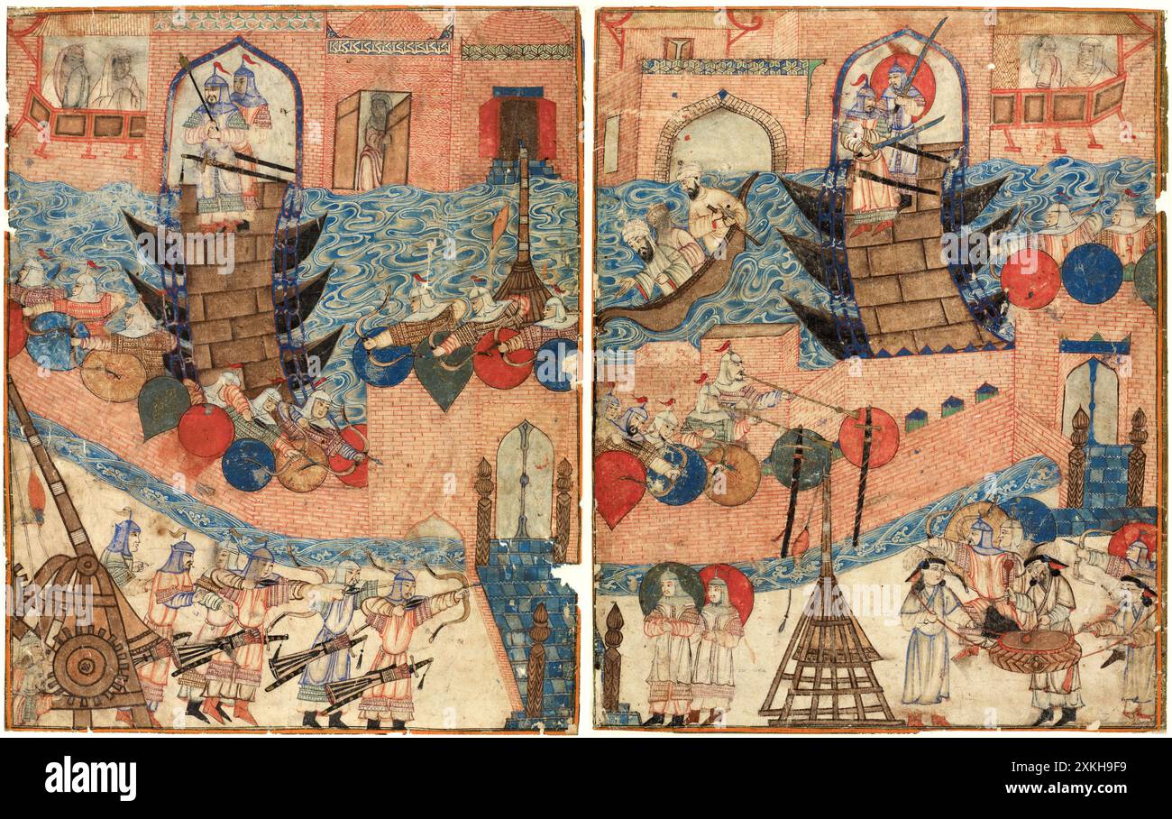 A painting of the Siege of Baghdad 14th century artist Stock Photo - Alamy