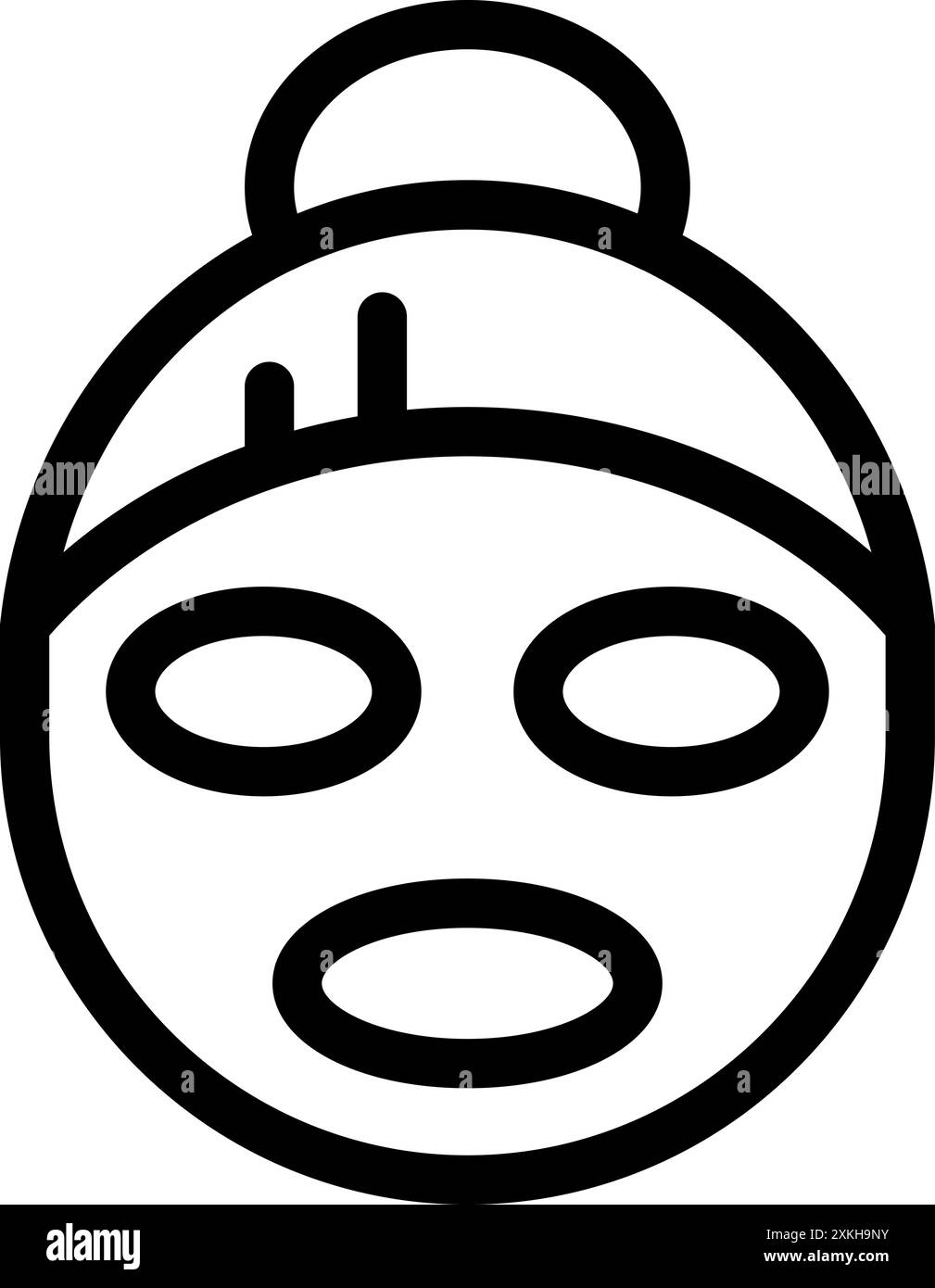 Line drawing of a woman with her hair tied up wearing a beauty mask for ...