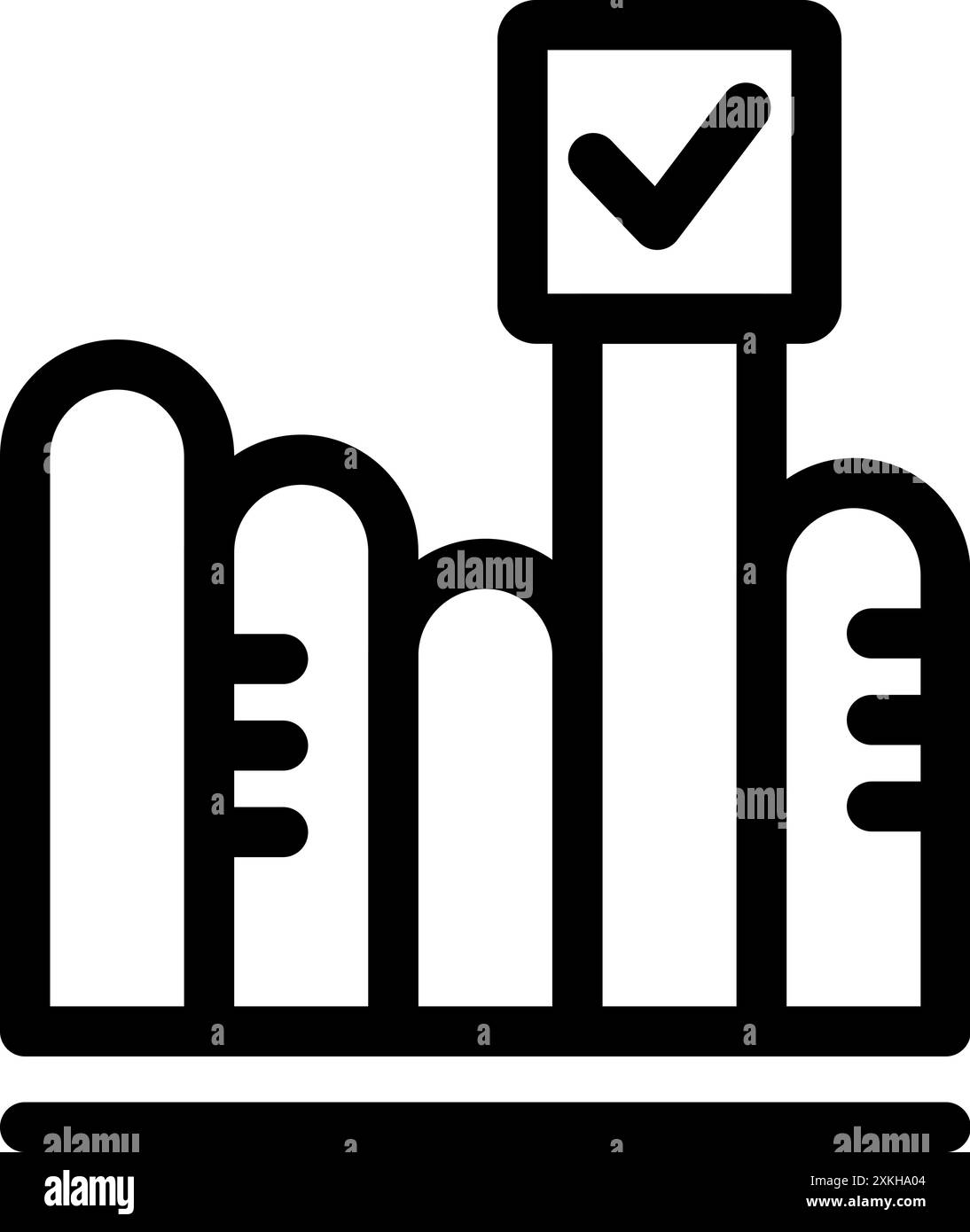 Simple line graph is depicting positive growth and reaching the target ...