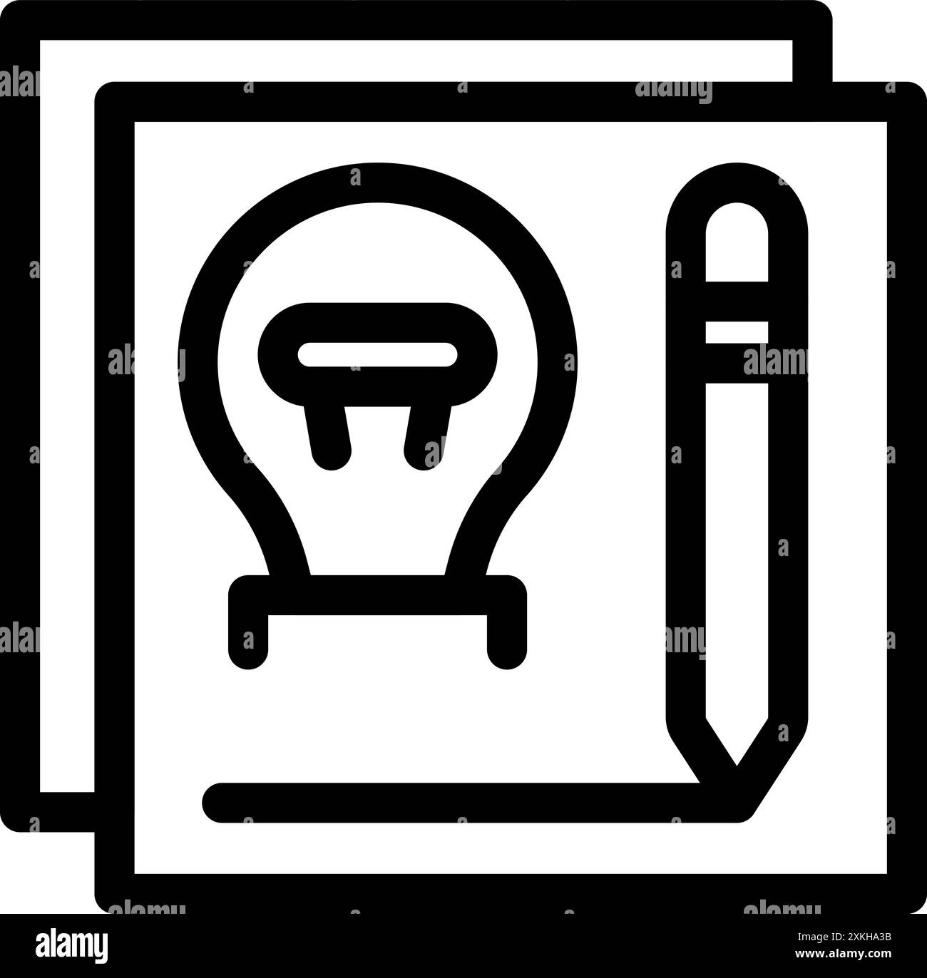 Light bulb representing idea writing on a paper with a pencil for a new ...