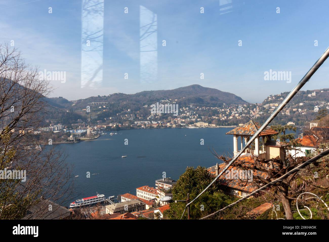 Descent on the Brunate-Como funicular. View from the cockpit, Italy ...