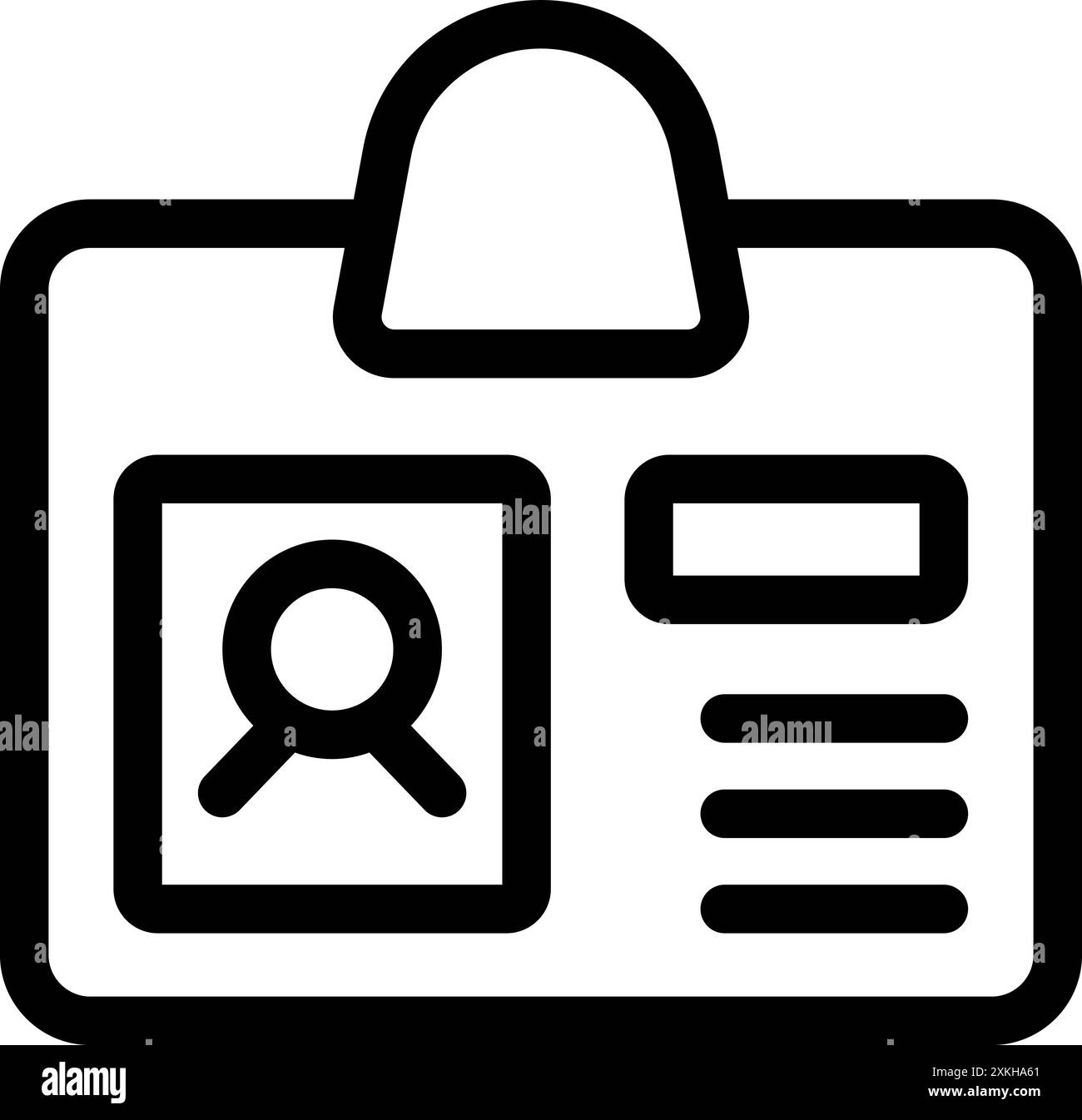 Line icon of a personal information identification card with photo and ...