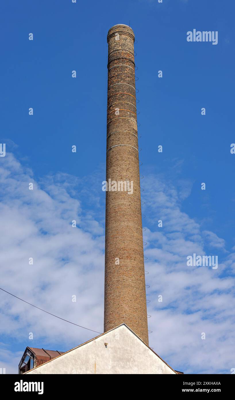 Tall Bricks Chimney Smokestack Pipe Old Factory Blue Sky Stock Photo ...
