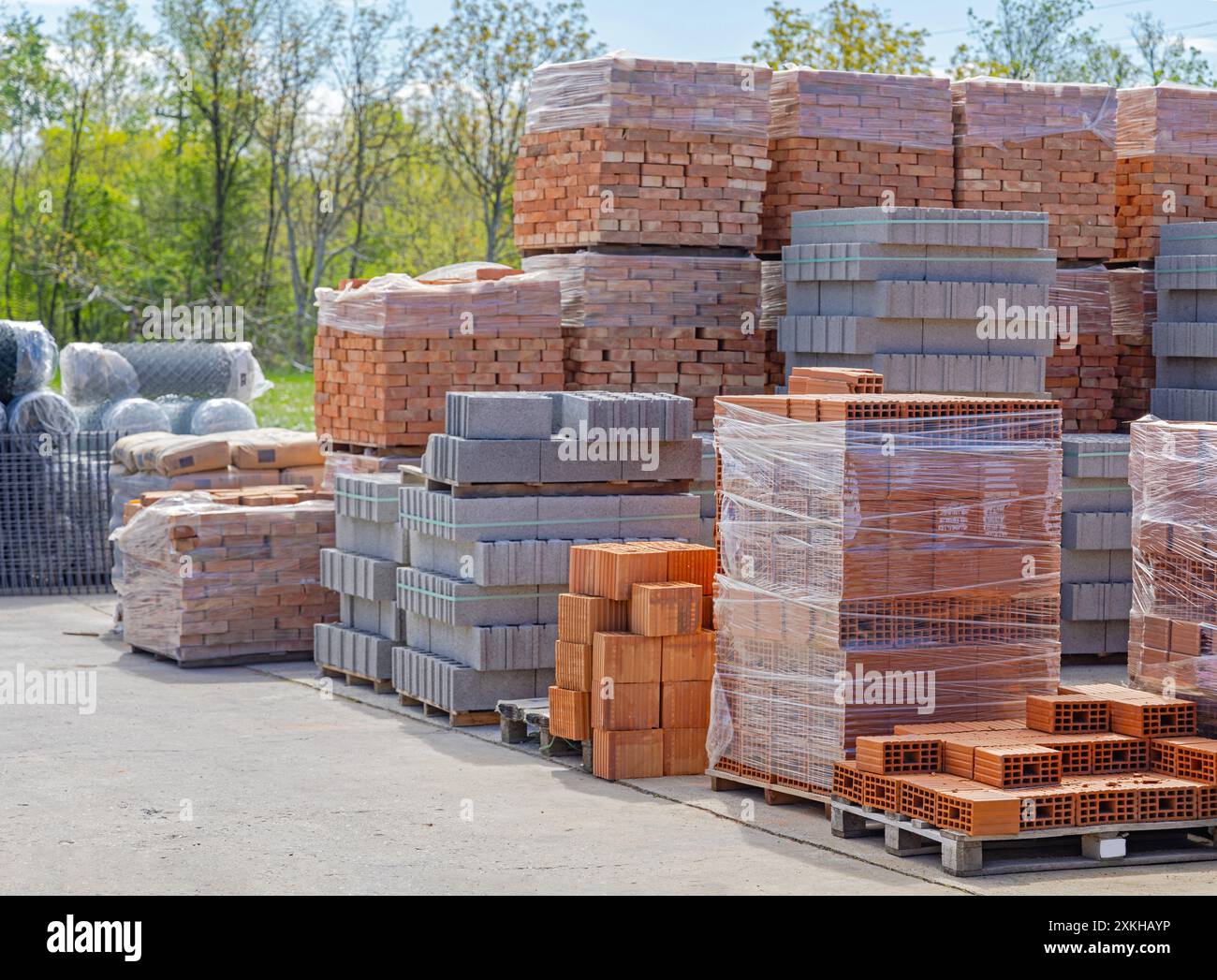 Construction material warehouse stack bricks hi-res stock photography ...