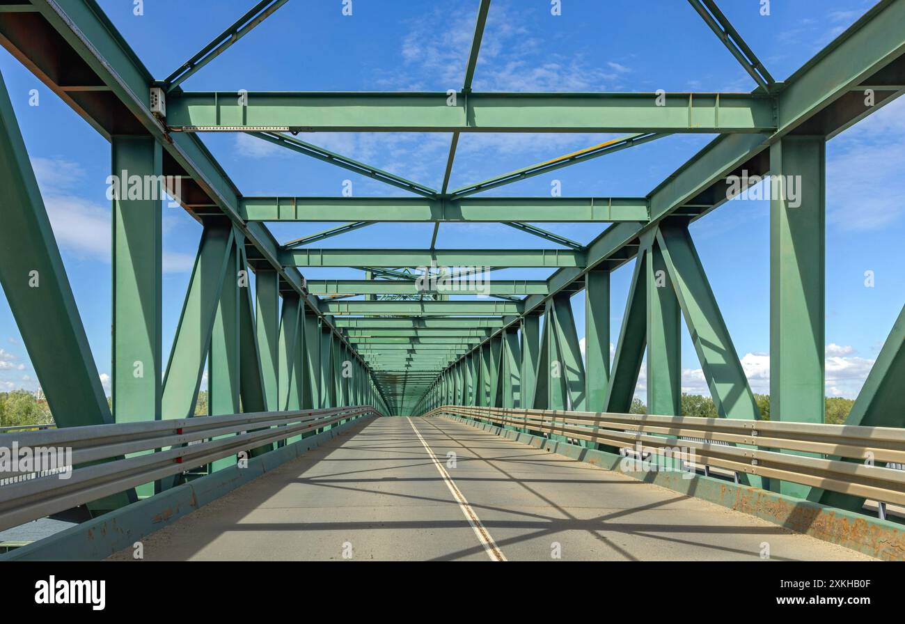 Green Steel Road Bridge Over River Sava at Spring Day Stock Photo - Alamy