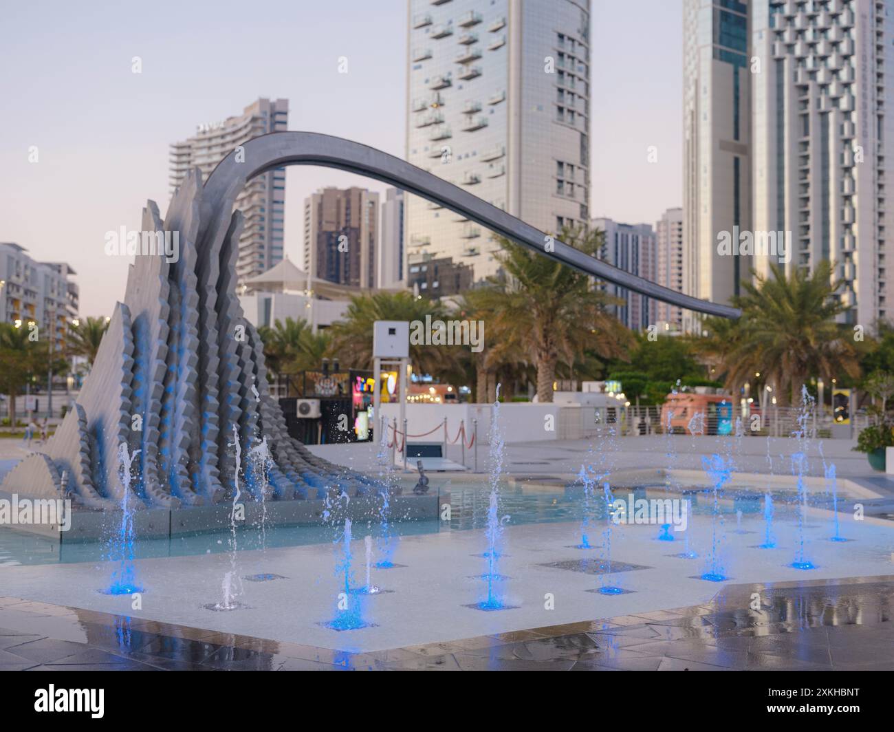Abu Dhabi, UAE - January 11 2024: Reem Central Park - public areas and ...