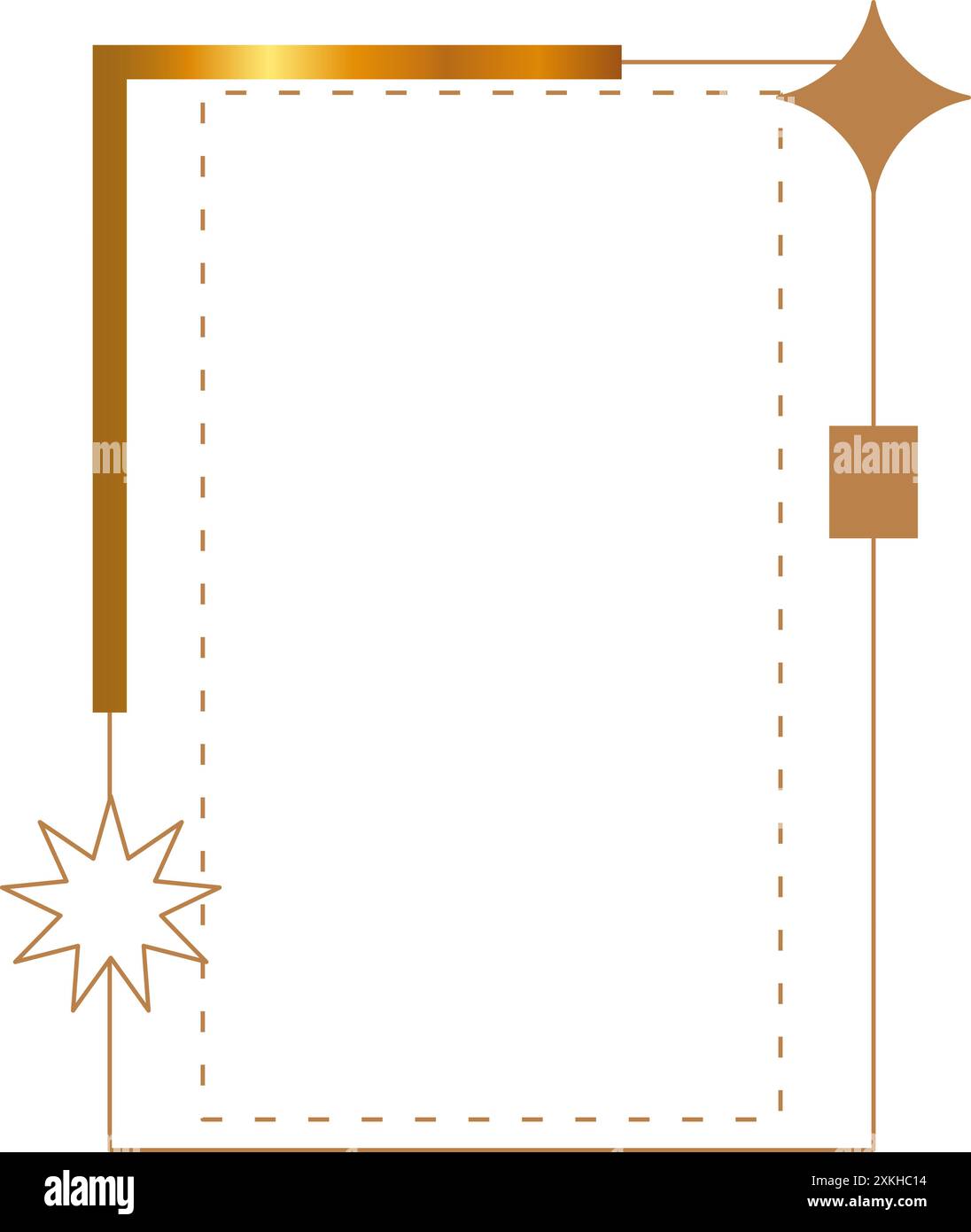 Gold monoline aesthetic square frame Y2K style modern element Stock ...