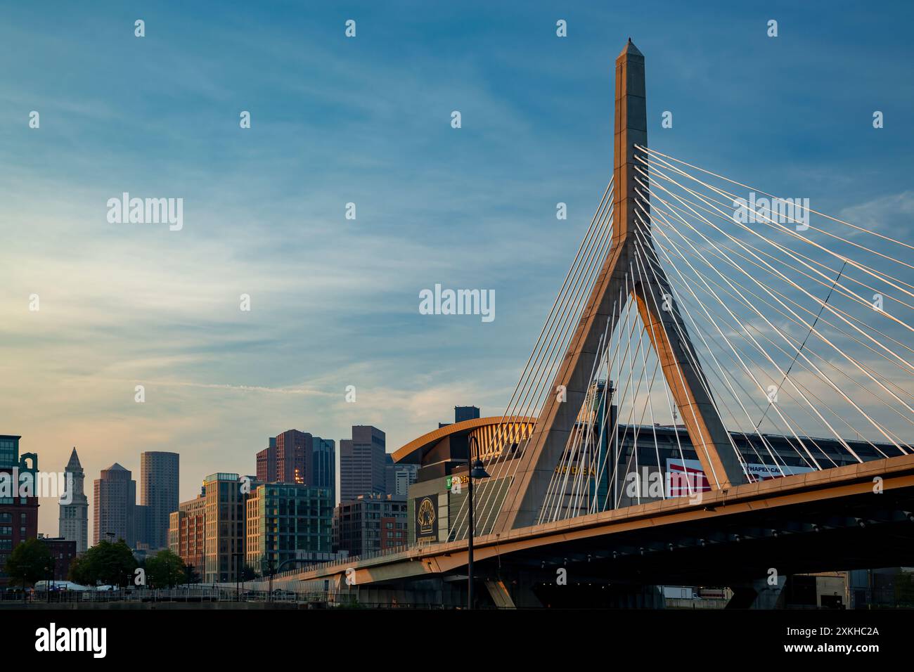 Leonard P. Zakim/Bunker Hill Memorial Bridge (Zakim Bridge) and skyline ...