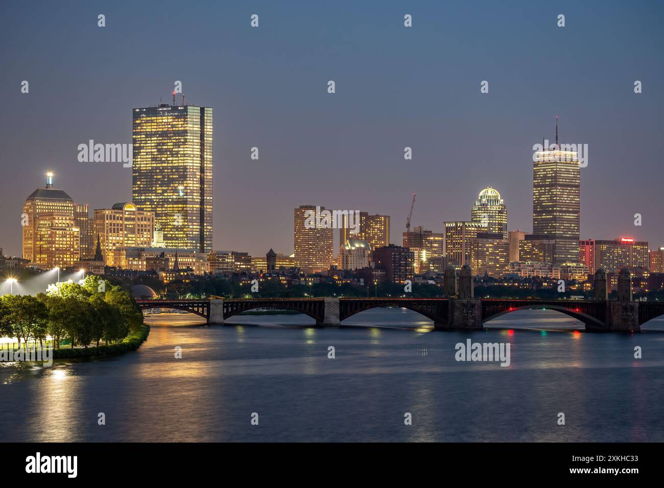 Skyline, Charles River and Longfellow Bridge, Boston, Massachusetts USA ...