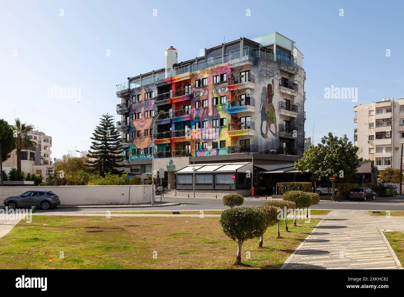 Larnaca, Cyprus - March 03 2024: The Rise Street Art Hotel and the ...