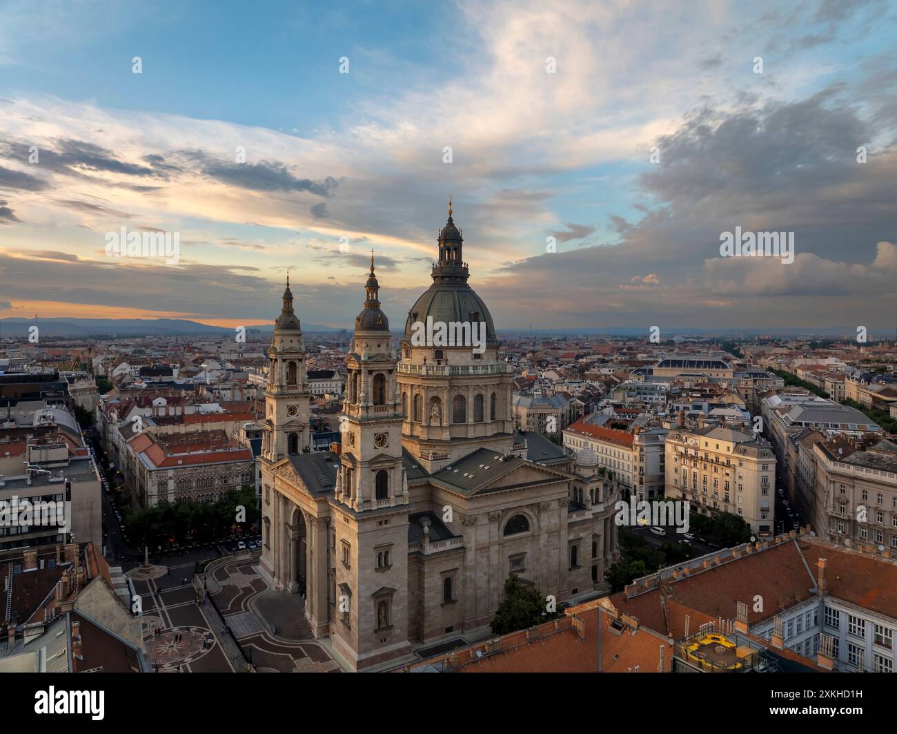 St. Stephen's basilica in center of Budapest, Hungary. Amazing aerial ...