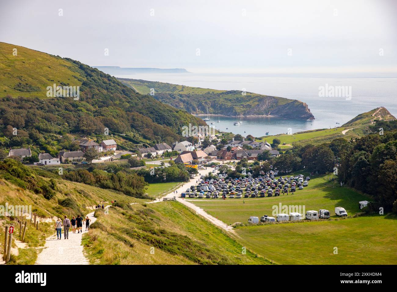Lulworth Cove Dorset, approaching Lulworth Cove on the South West Coast ...