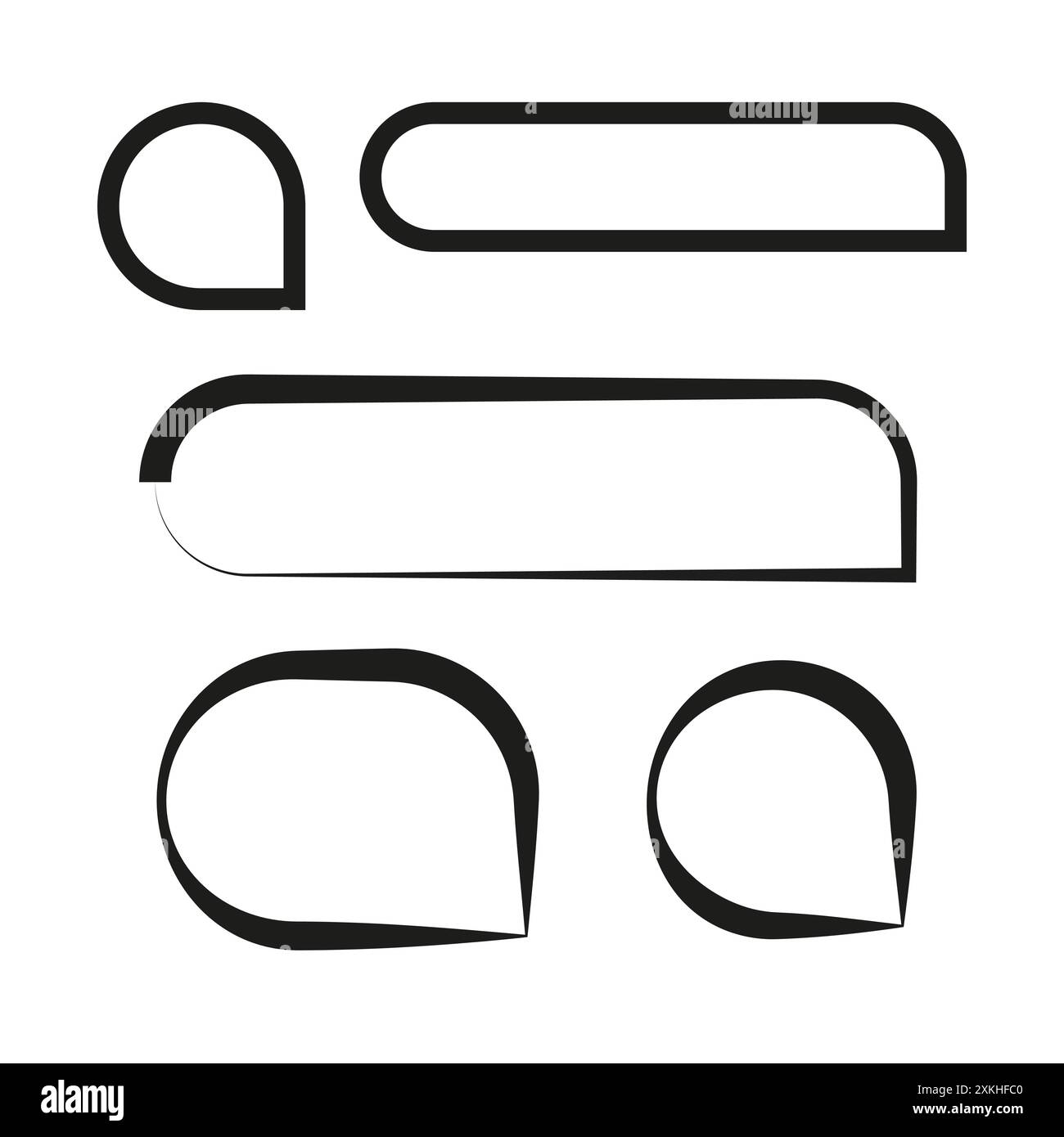 Abstract speech bubble set. Geometric vector shapes. Black and white icons. Minimalist design ...