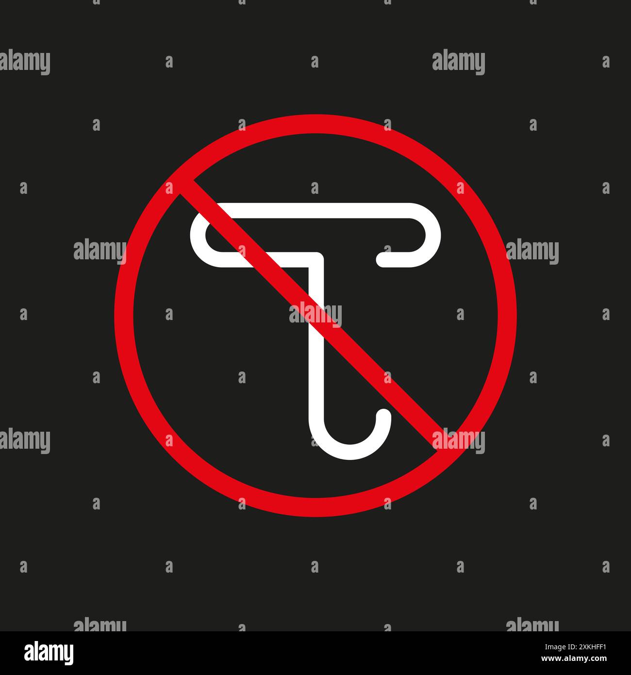 No hanging clothes. Red circle and slash. White clothes hanger. Black ...