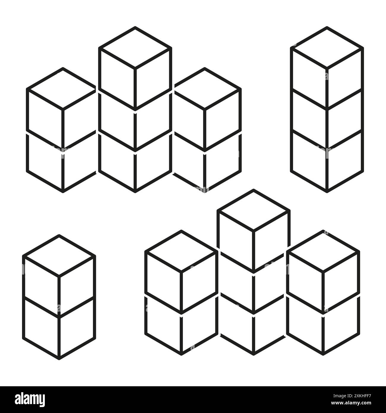 Stacked Cubes Geometric Vector Blocks 3d Isometric Design Modern Abstract Structure Stock