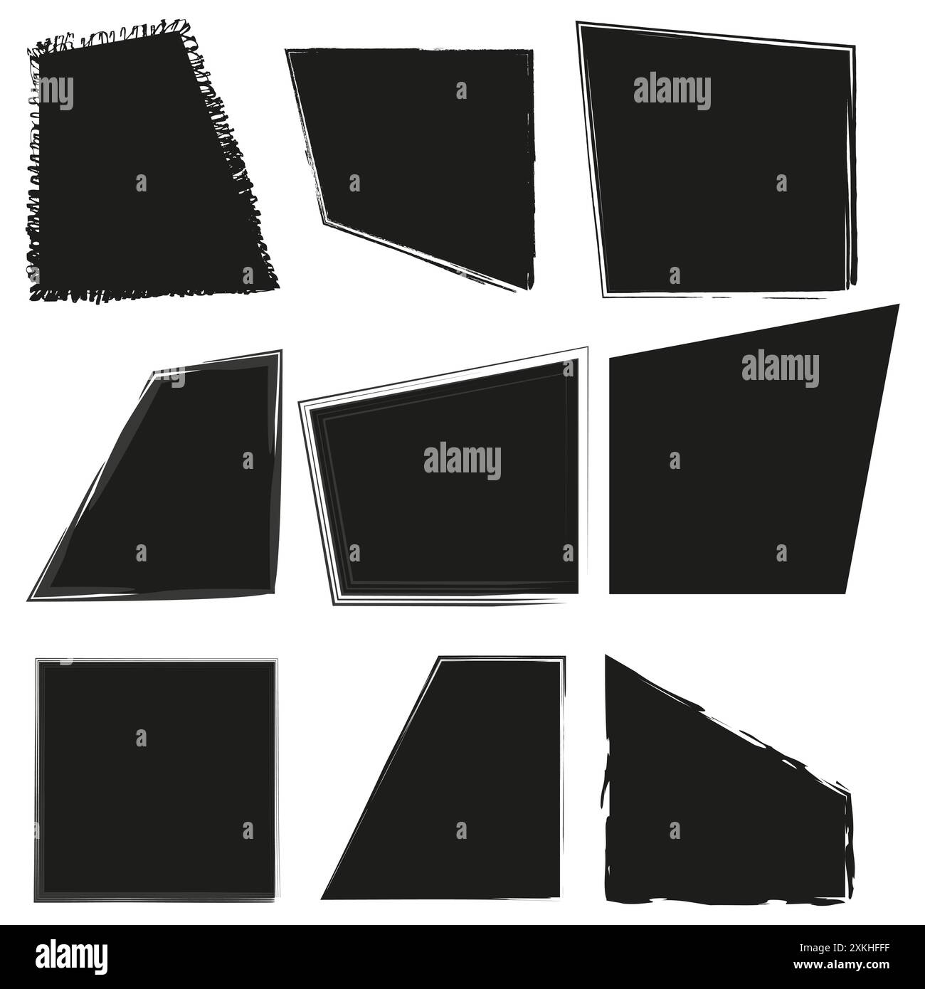 Abstract geometric shapes. Varied quadrilaterals. Black and white ...