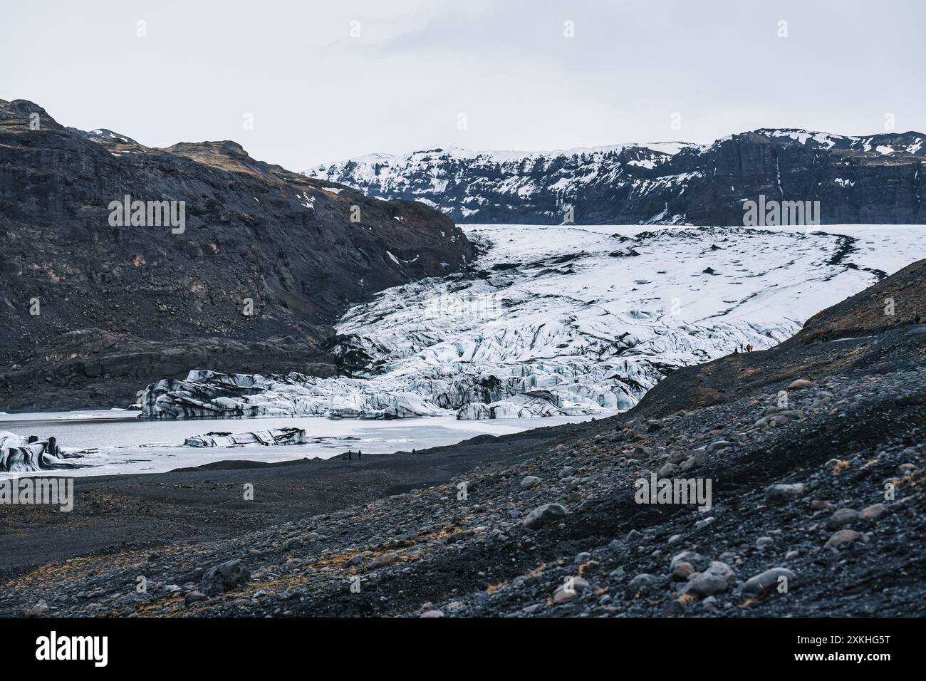 Landscape of Fjallsarlon large glacier with iceberg on overcast day in ...