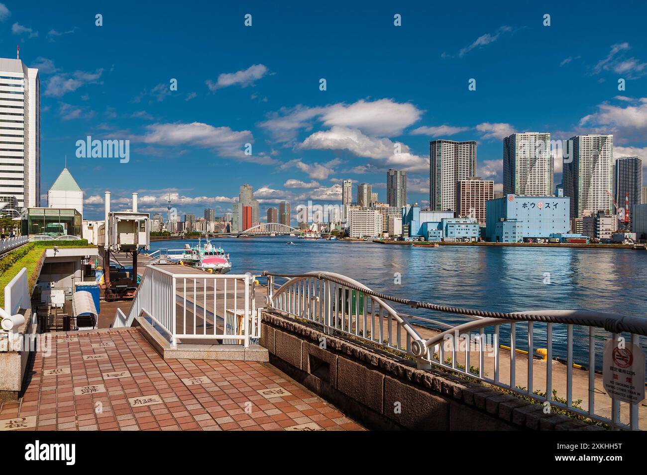 View of Tokyo Bay, Sumida River, Kachidoki and Skytree from Takeshiba ...