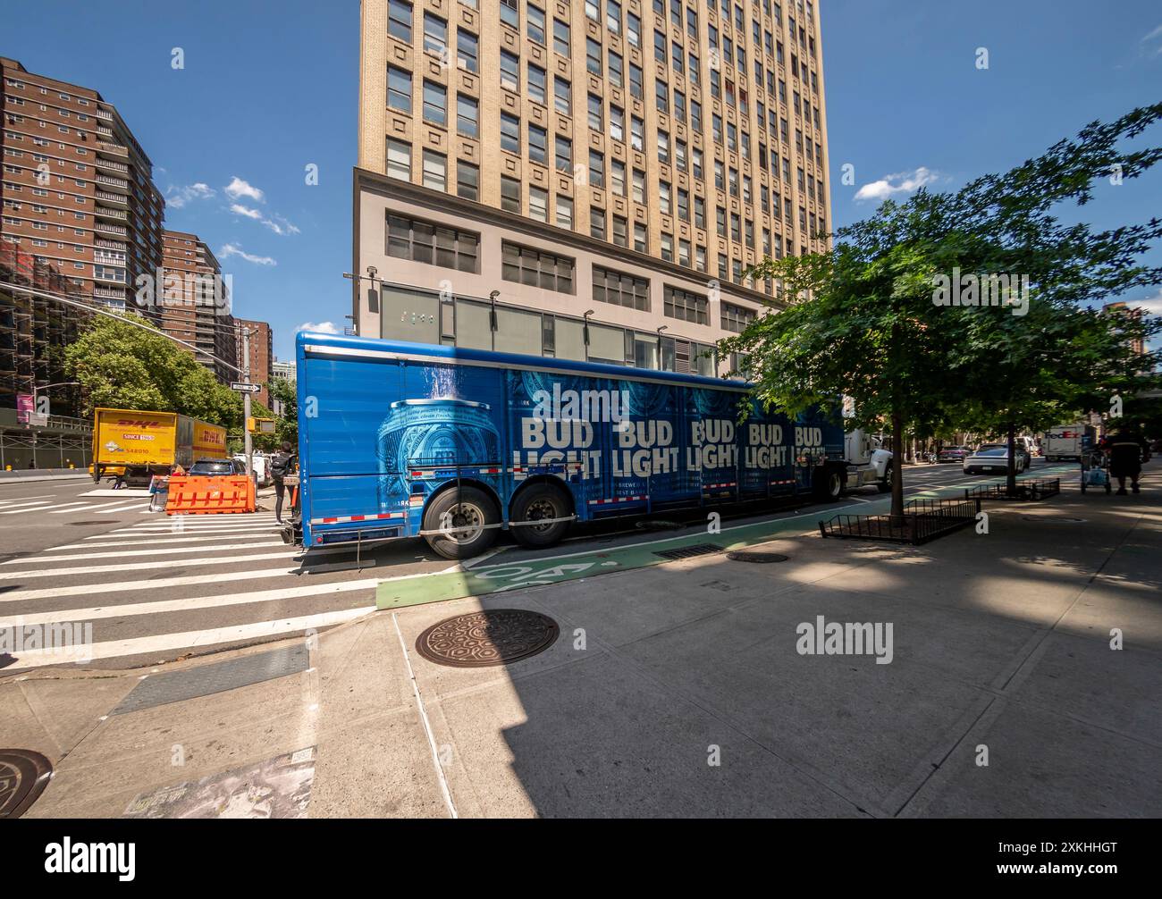 A delivery of Bud Light beer and other beverages in a Budweiser branded ...