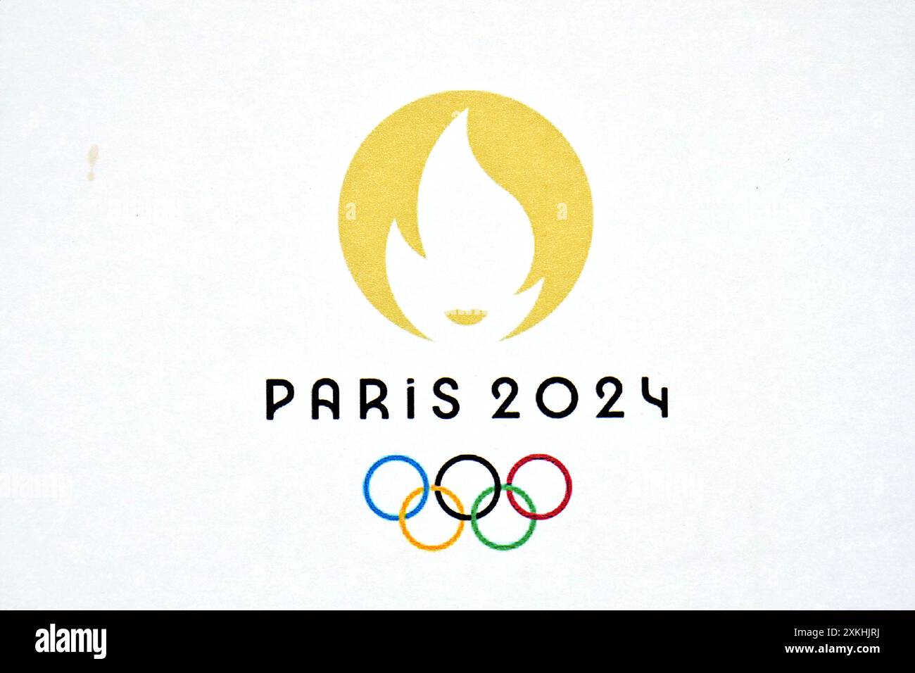 In this photo illustration, the Paris 2024 Olympics logo is seen on a ...