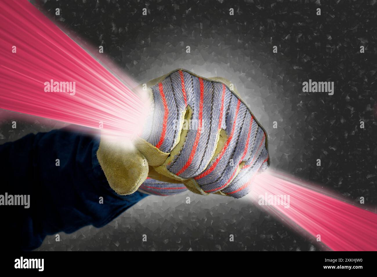 Hand Zeichen Faust, mit Arbeitshandschuh Stock Photo - Alamy