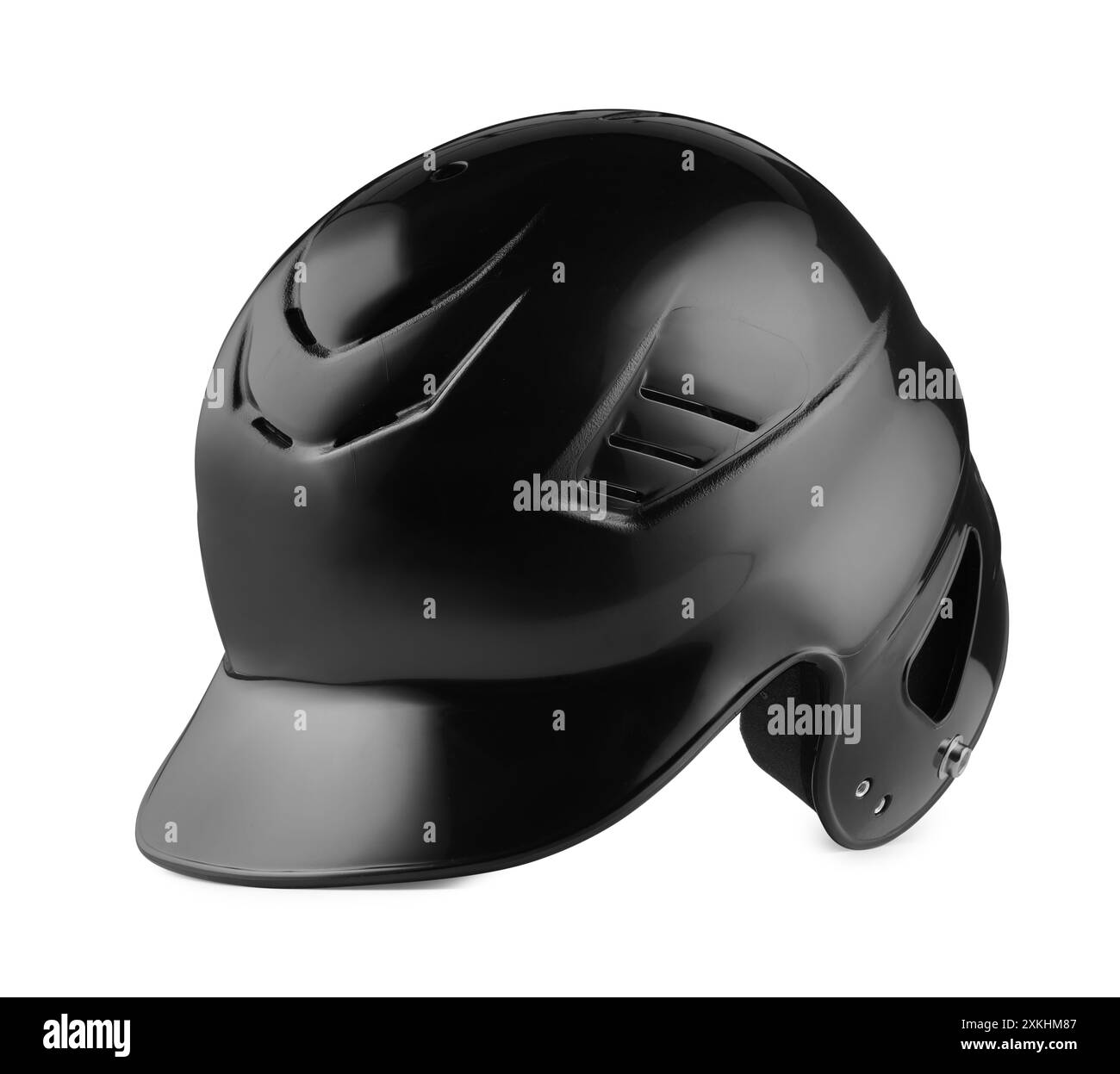 One black baseball helmet isolated on white Stock Photo - Alamy