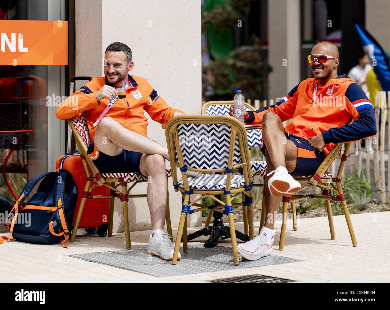 PARIS - Swimmer Renzo Tjon-A-Joe (R) in the Olympic Village of Paris ...