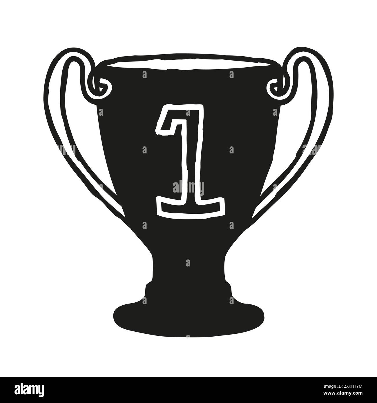 Doodle trophy, simple style winner symbol hand drawn with thin line ...