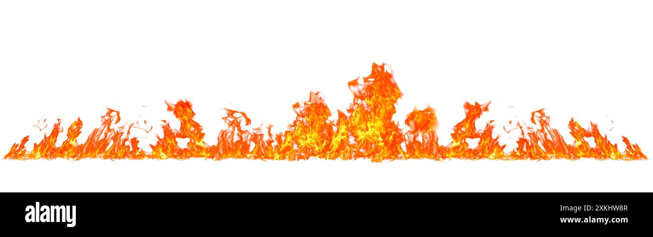 Hot Fire Flames Panorama, white background Stock Photo - Alamy