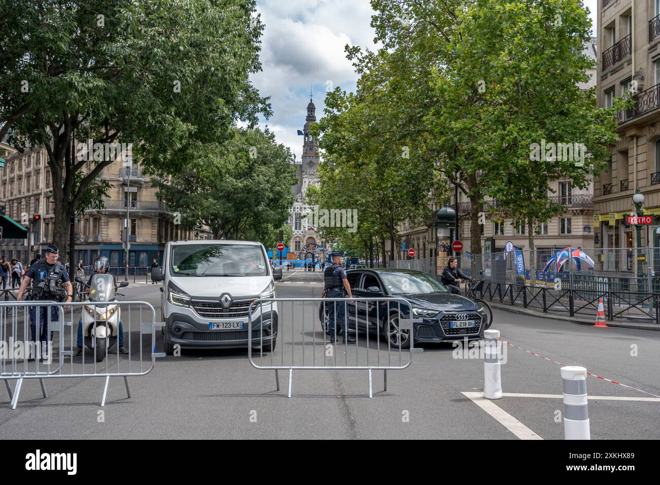Paris, France - 07 23 2024: Olympic Games Paris 2024. View of street of ...