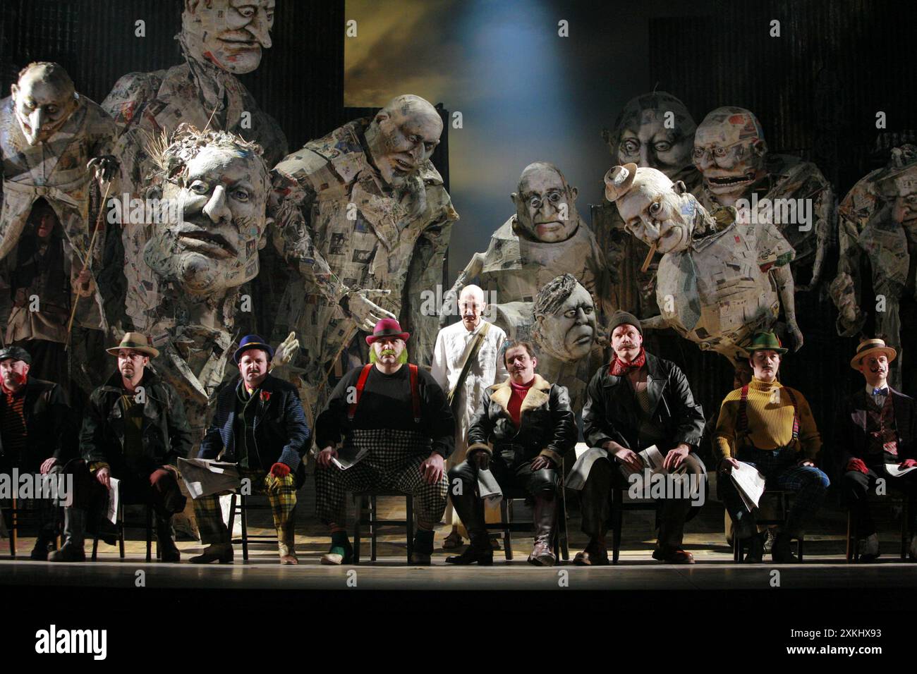 centre, in white: Alan Oke (M.K. Gandhi) in SATYAGRAHA at the English ...